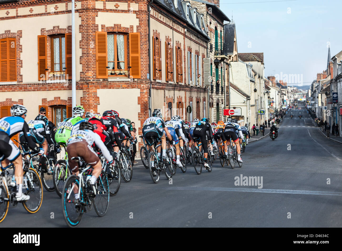 Image of the peloton riding during the first stage of the famous road ...