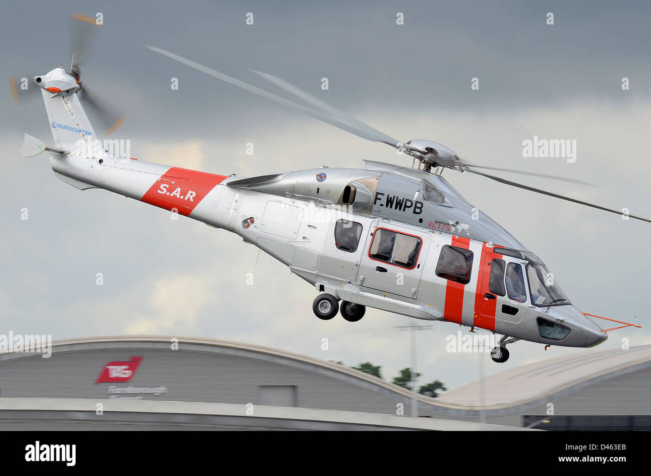 A Eurocopter EC175 displays at the Farnborough International Airshow ...