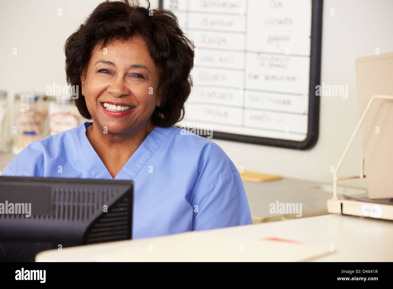 Nurse Station Computer Monitor Hospital High Resolution Stock ...