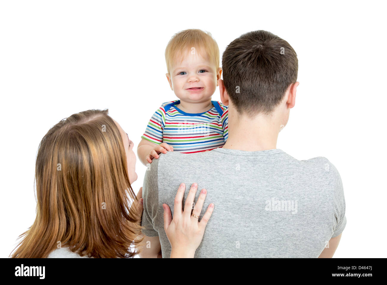 Happy family isolated on white background Stock Photo - Alamy