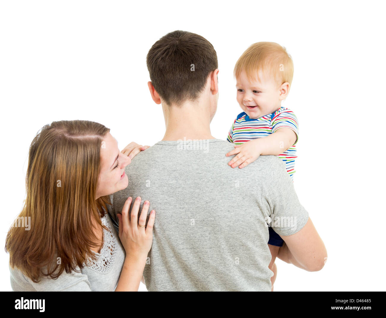 Happy family isolated on white background Stock Photo - Alamy