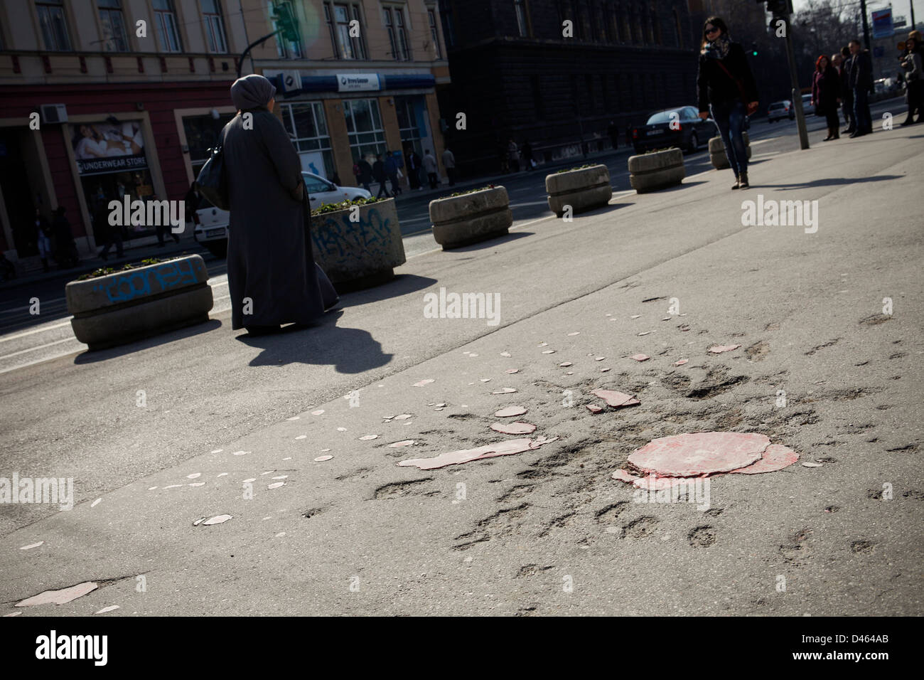 Sarajevo roses the spots that were shelled during the siege and later ...