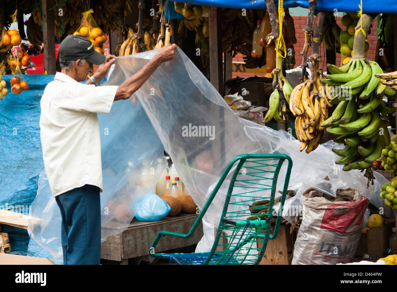 people walking at local street market in Manacapuru, Amazonas state ...
