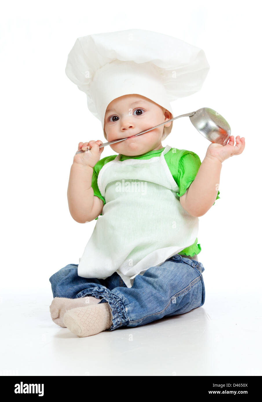 kitchen boy with pan isolated on white Stock Photo - Alamy