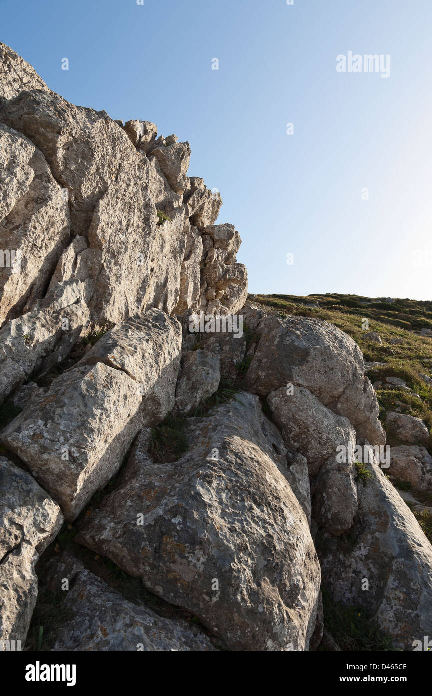 Limestone rock formation at Cape Espichel, Sesimbra, Portugal Stock ...