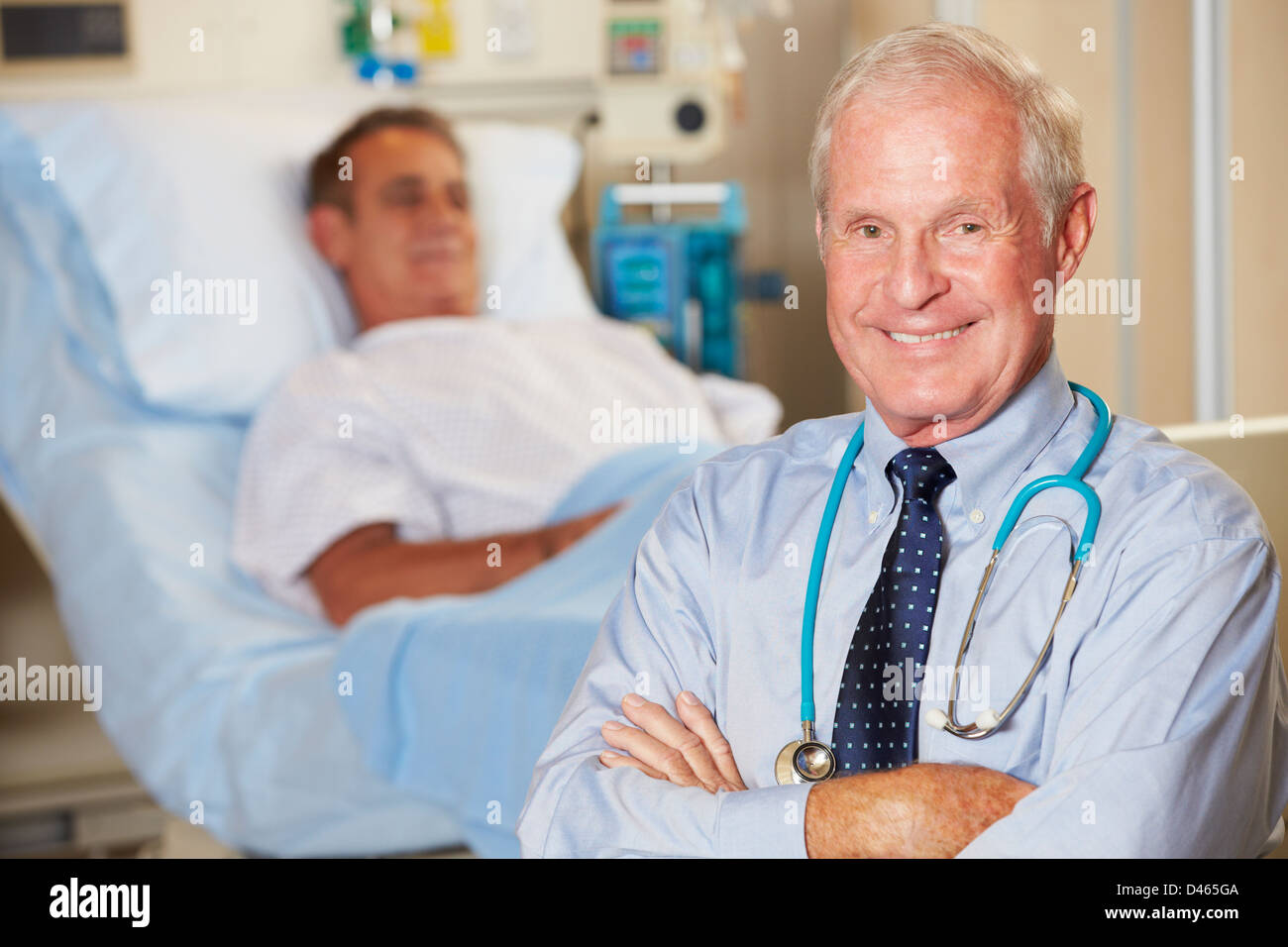 Portrait Of Doctor With Patient In Background Stock Photo - Alamy