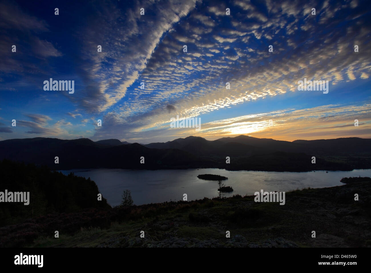 Sunset Altocumulus Stratiformis clouds, Derwentwater, Keswick, Lake ...