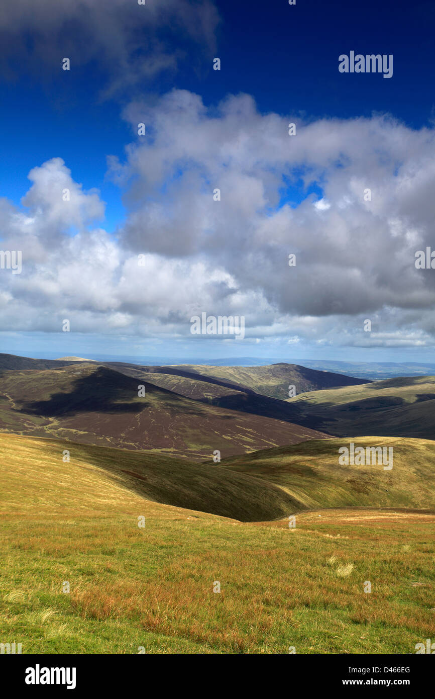 Landscape view over the Skiddaw Forest Fells, Keswick, Lake District ...