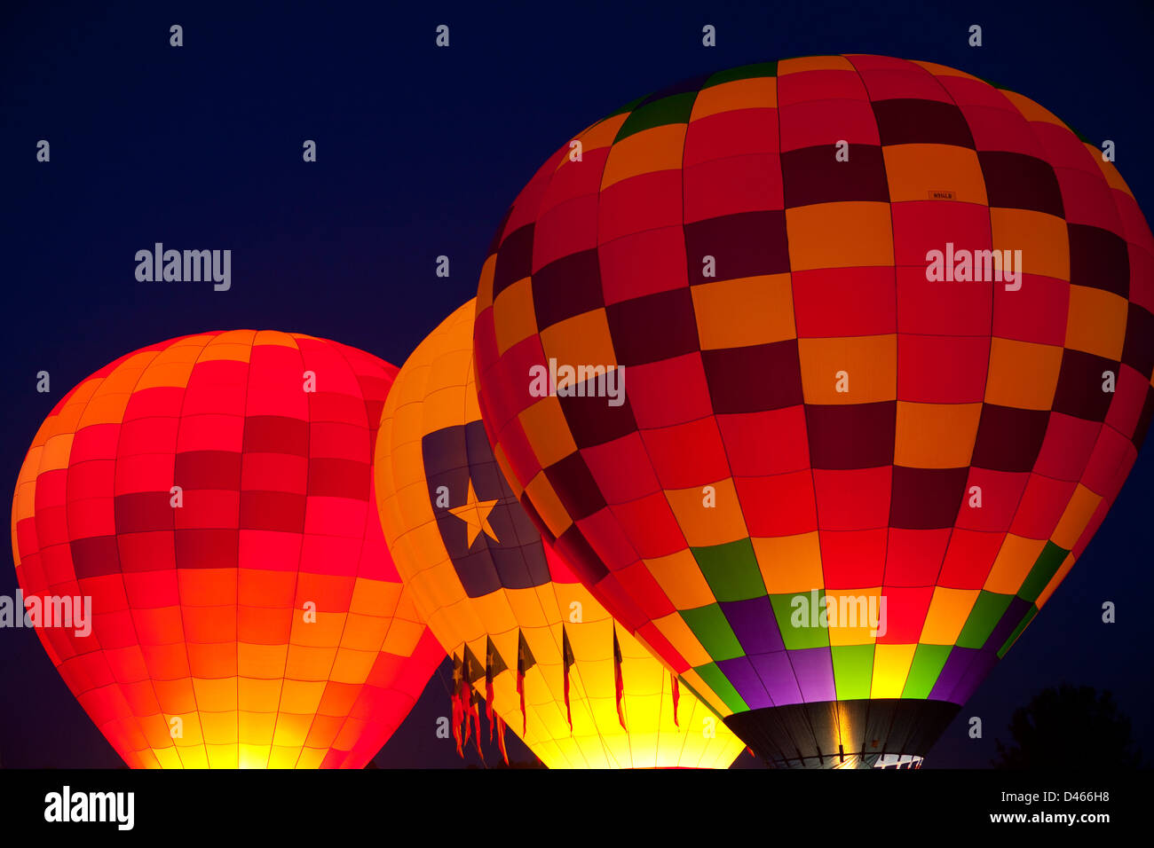 Hot air balloons lit up at night, night time glow, Albuquerque - New ...
