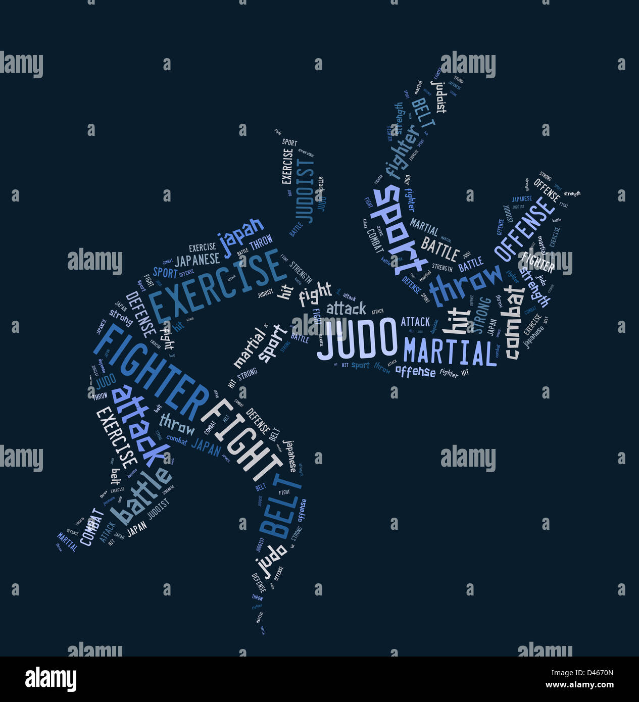 Judo pictogram with blue wordings on black background Stock Photo - Alamy