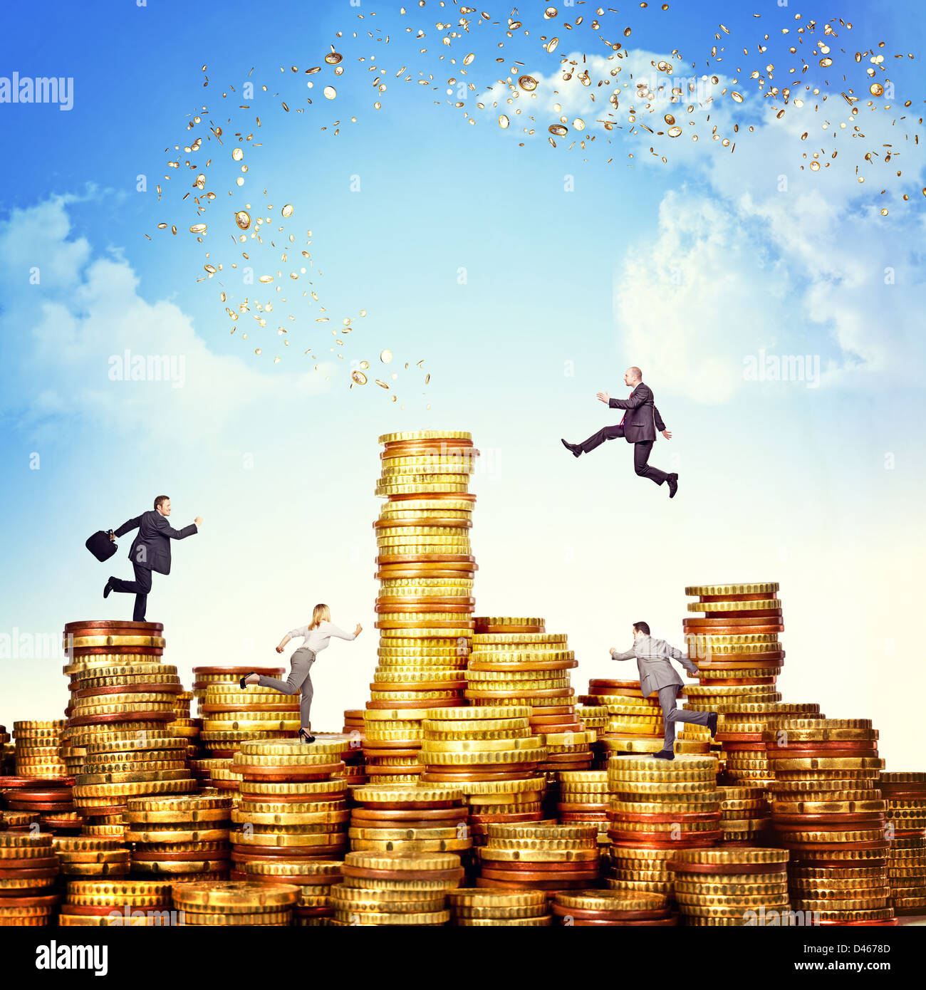 running business people and coin Stock Photo - Alamy