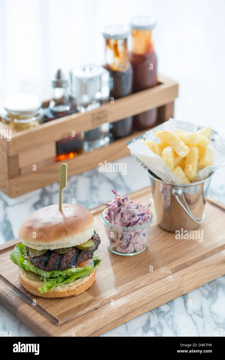 Burger and chips beef burger hi-res stock photography and images - Alamy