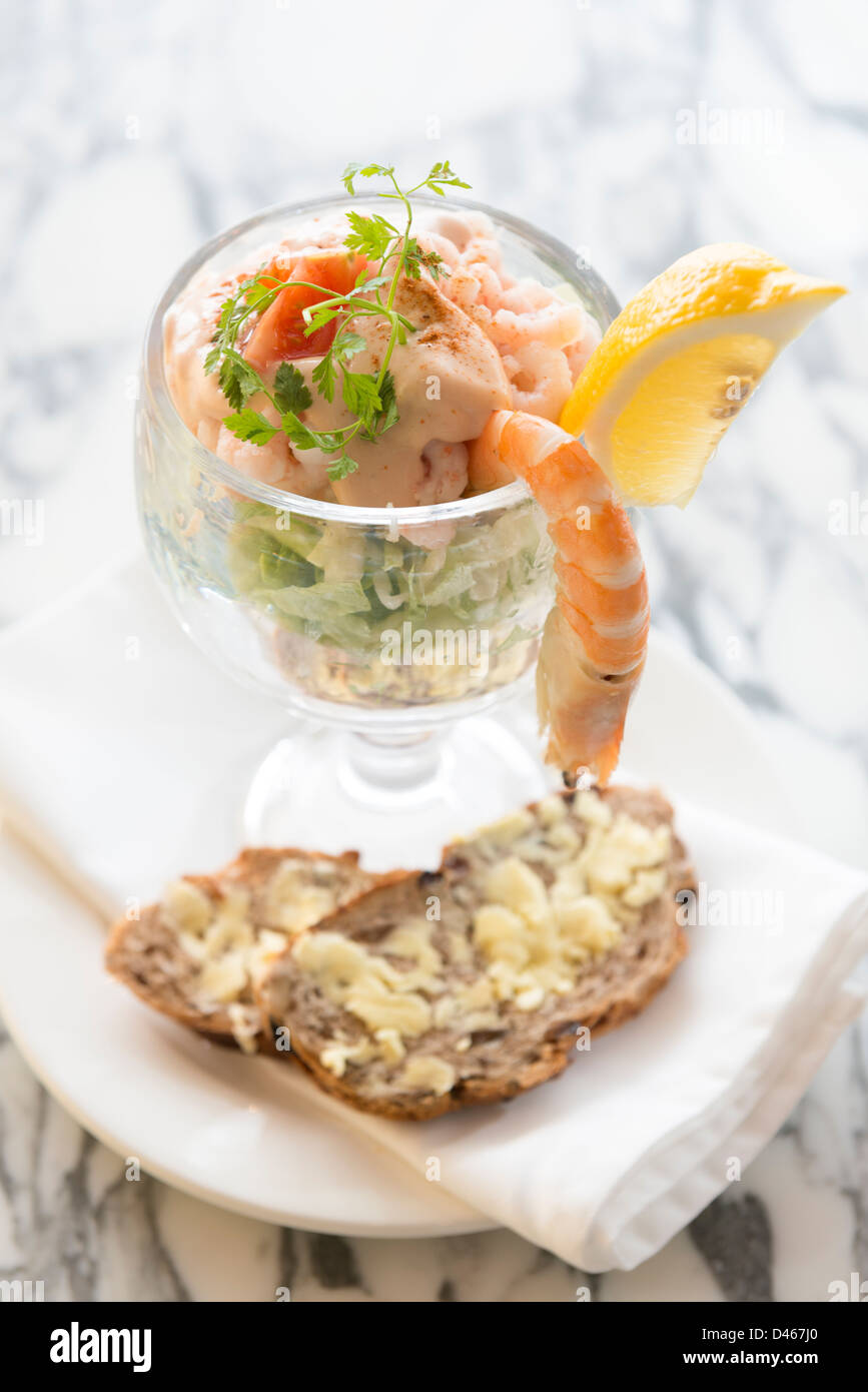 Prawn cocktail with chunky bread and butter Stock Photo - Alamy