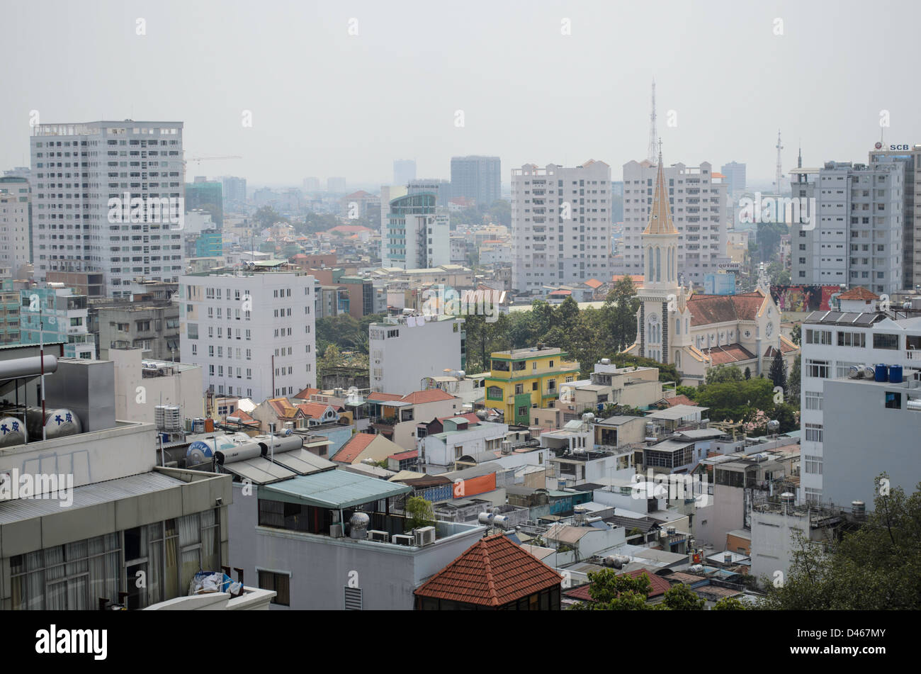 City scape of Ho Chi Minh City Saigon with Catholic Church Stock Photo ...