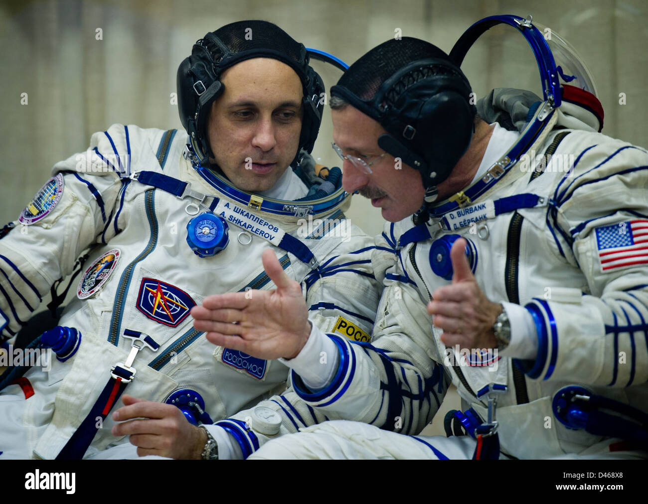 Expedition 29 astronauts, including Anton Shkaplerov, Daniel Burbank ...
