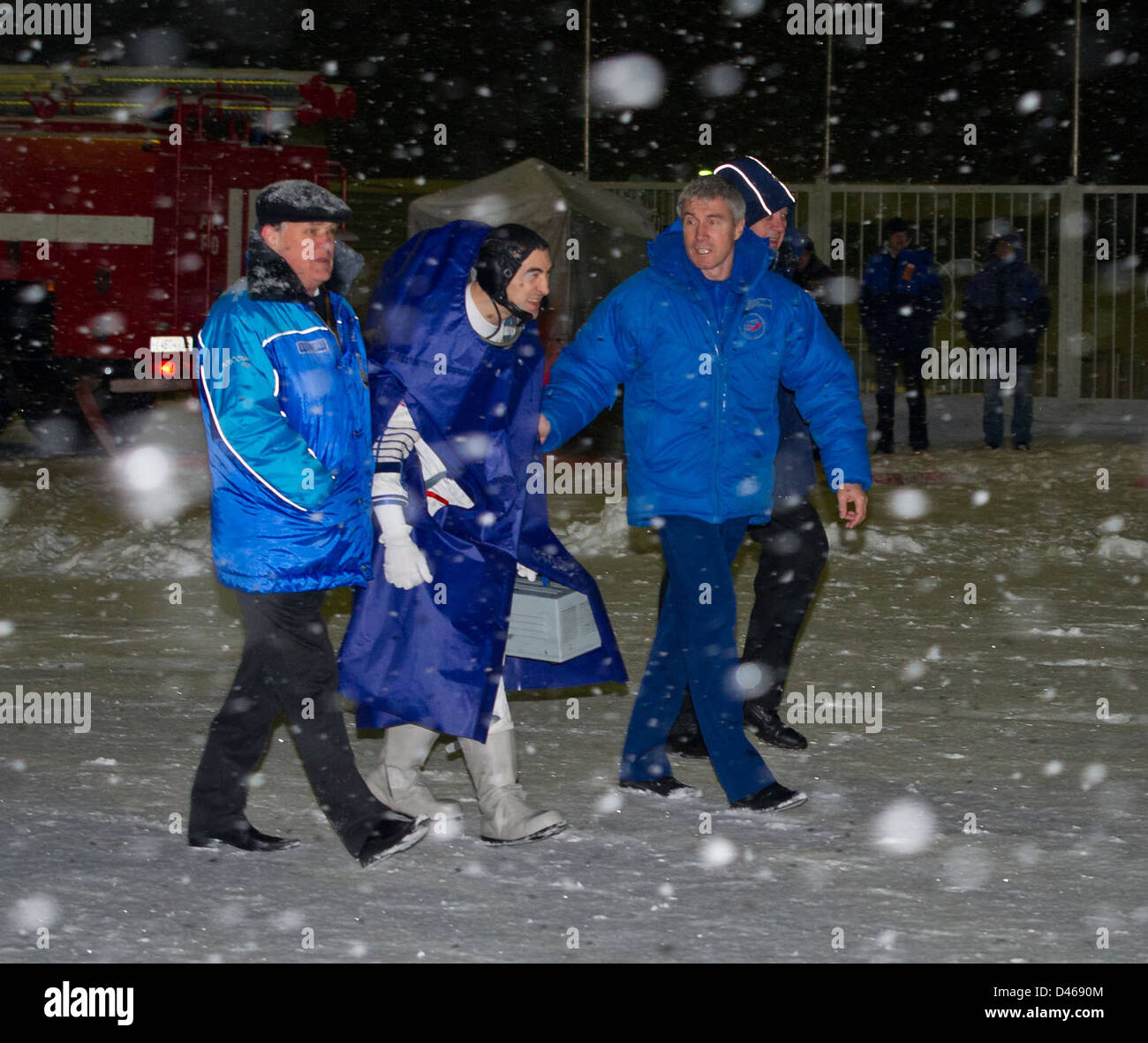 Expedition 29 crew members Daniel Burbank and Carla Cioffi prepare for ...
