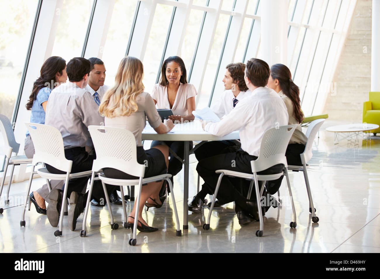 Business People Having Board Meeting In Modern Office Stock Photo - Alamy