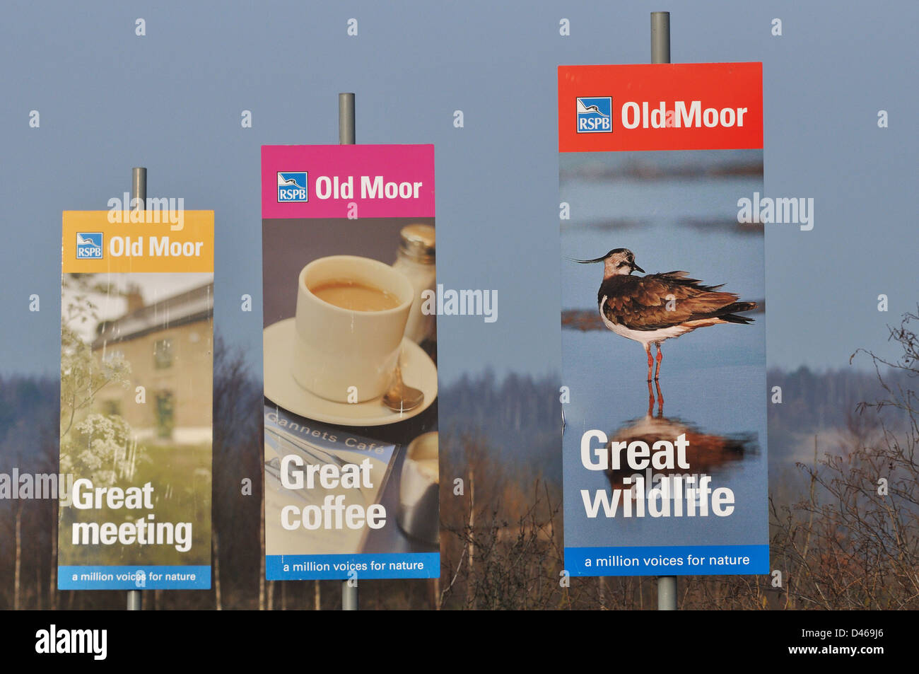 RSPB Old Moor advertising signs Stock Photo - Alamy