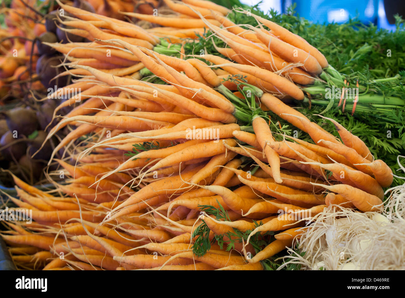 Fresh organic food at the local farmers market. Farmers markets are a ...