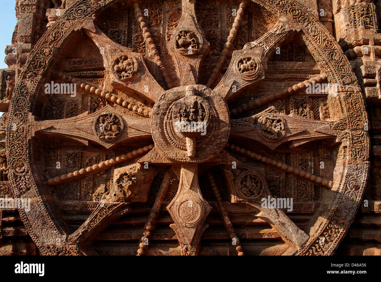 konark sun temple,orissa,india. this stone carving represents the ...