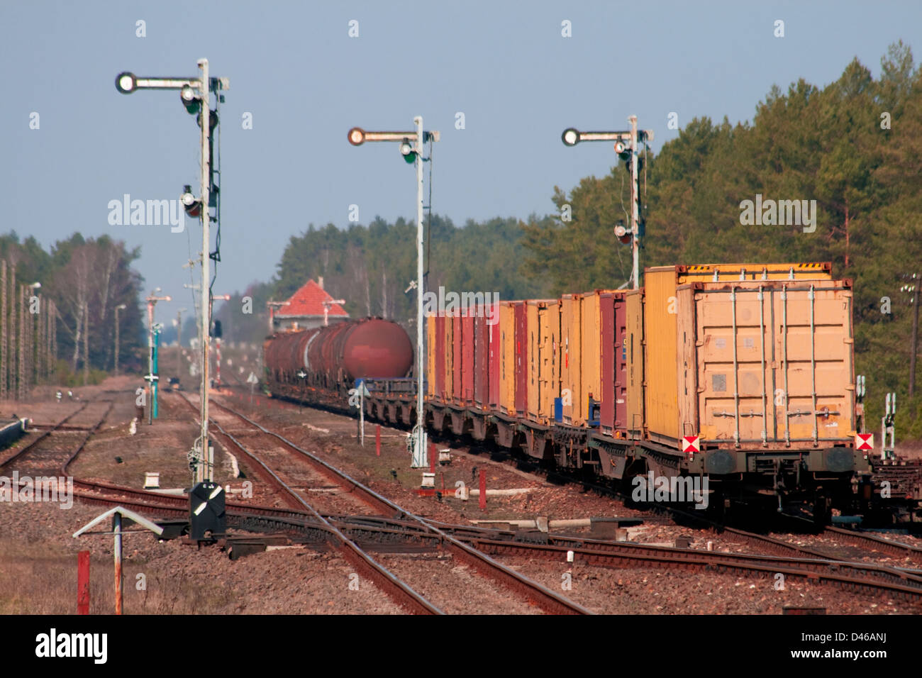 Mixed freight train Stock Photo - Alamy