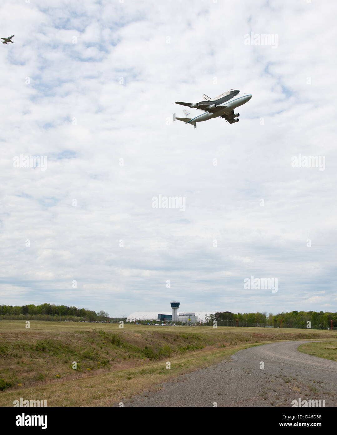 NASA's Space Shuttle Discovery was seen flying over Virginia in a ...