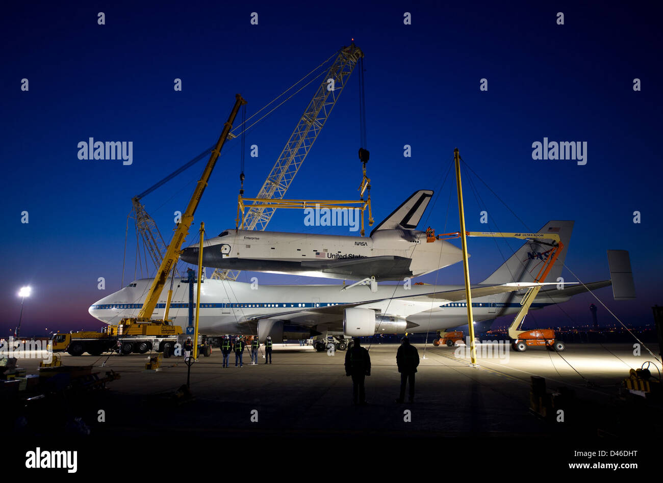 The Space Shuttle Enterprise is mated on the Shuttle Carrier Aircraft ...