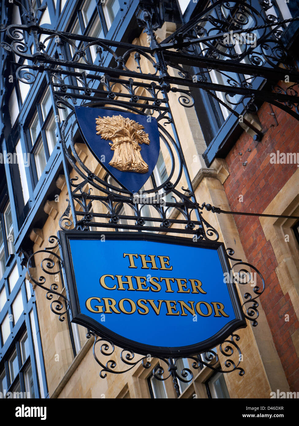 The Chester Grosvenor sign, Chester UK Stock Photo - Alamy