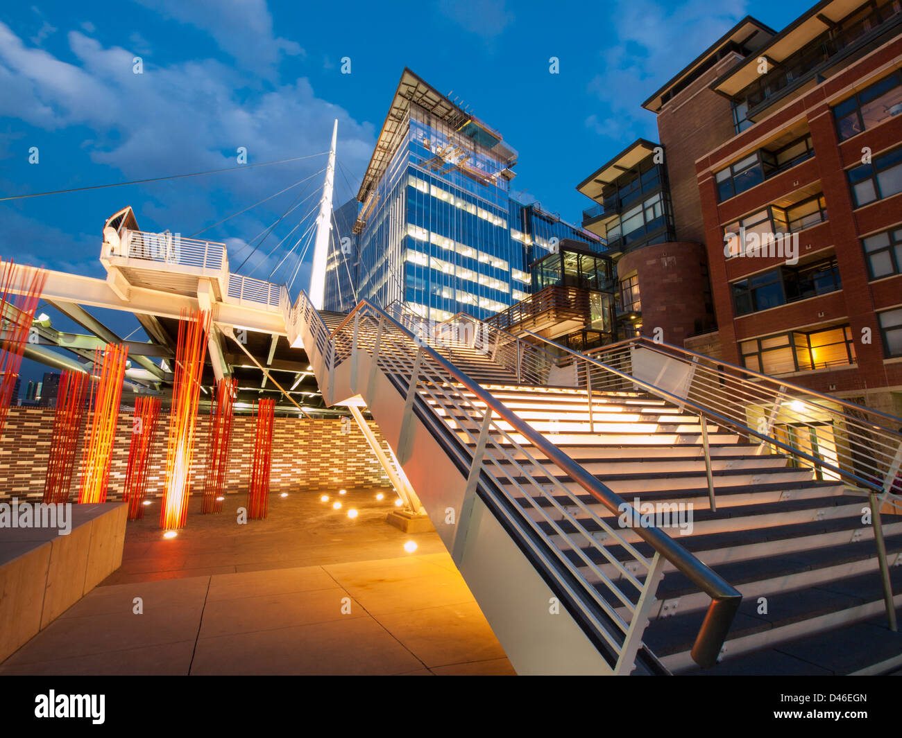 Denver Millennium Bridge at sunset Stock Photo - Alamy