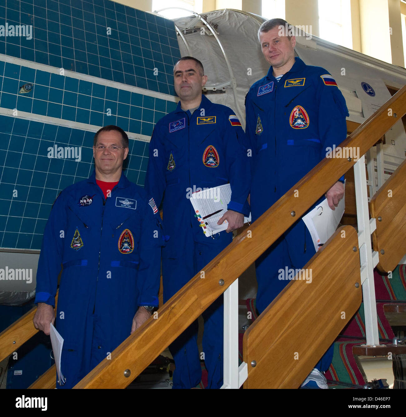 Expedition 31 astronauts, including Kevin Ford, Oleg Novitskiy, and ...