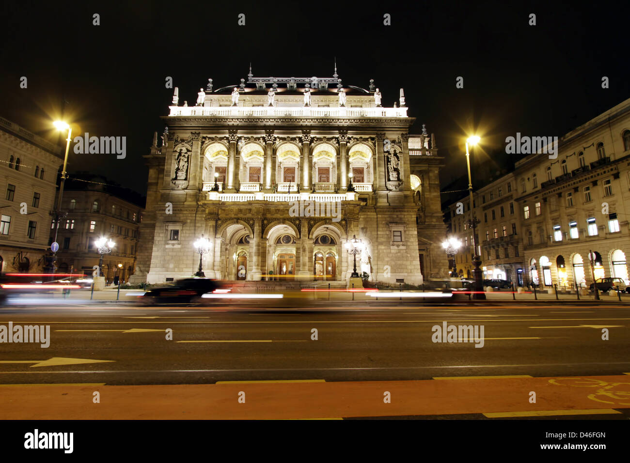 Hungarian Opera Building at Night in Budapest Hungary Stock Photo - Alamy