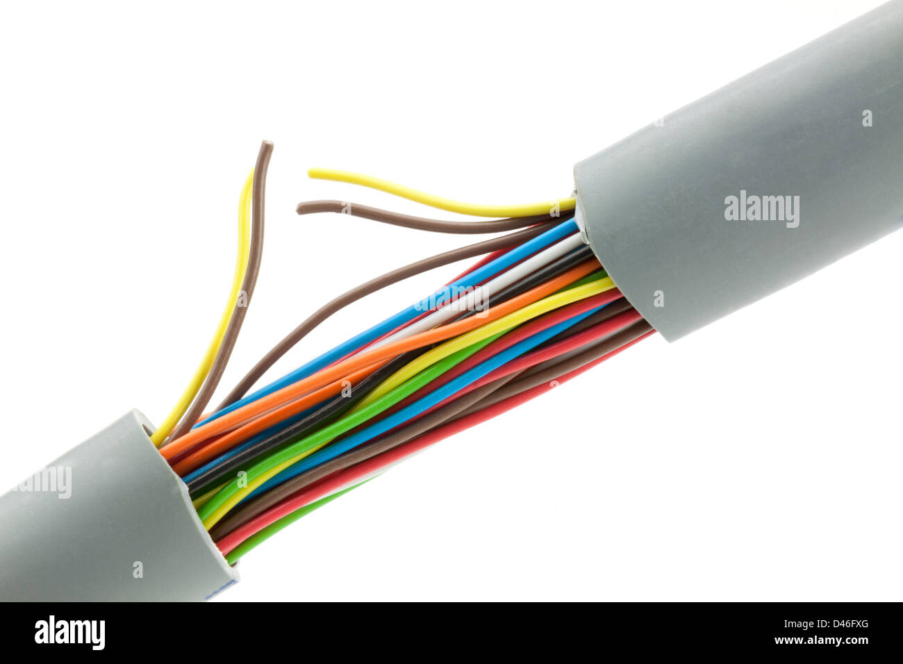 Bunch of different colors wires. Isolated on white Stock Photo - Alamy