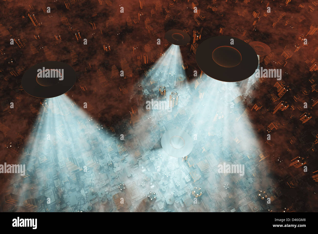 Ufo Invasion over Metropolis Stock Photo - Alamy