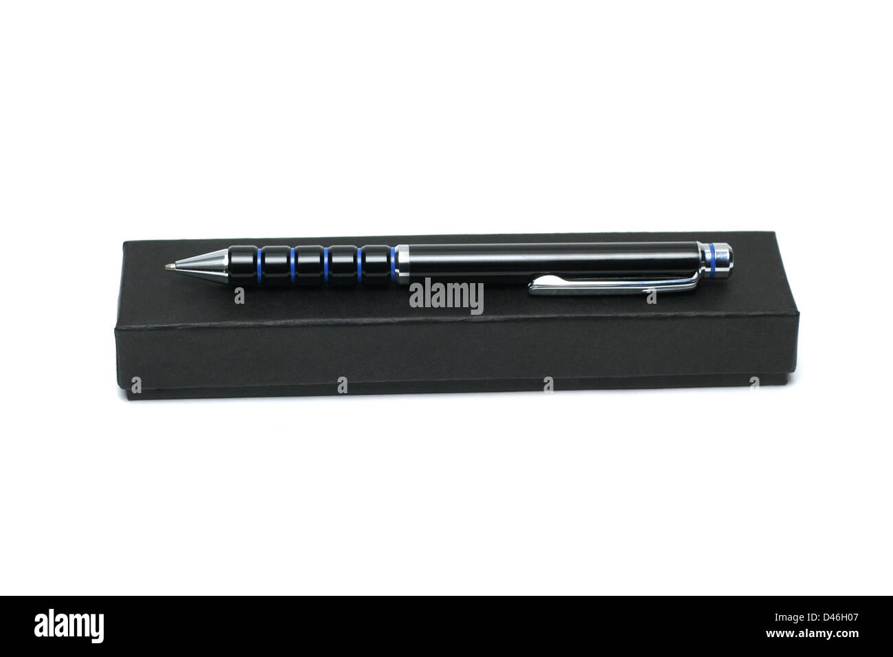 Pen on the box isolated Stock Photo - Alamy