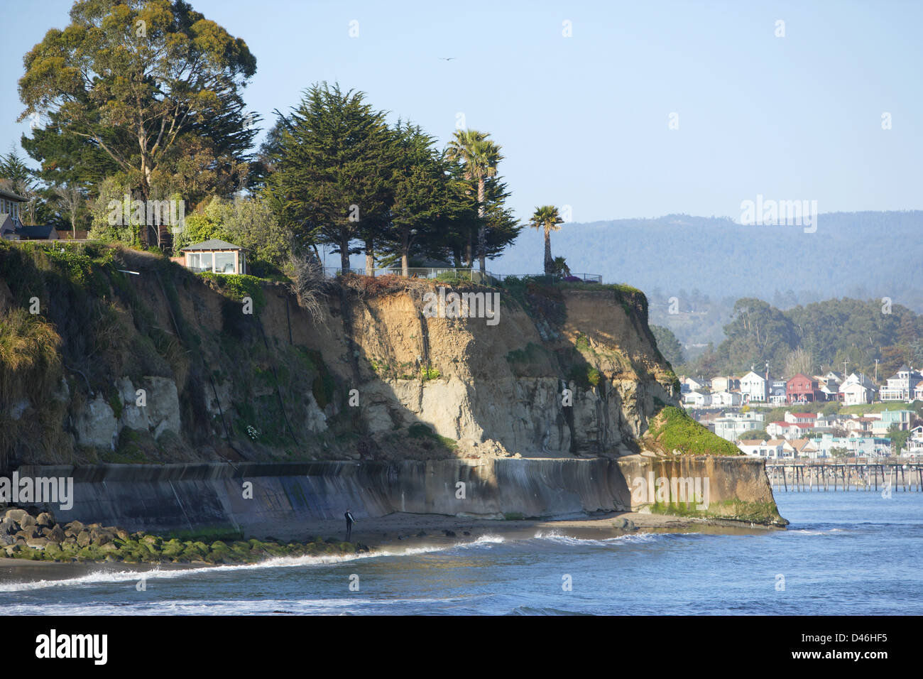 A cliff on the ocean in Capitola California as seen from Santa Cruz ...