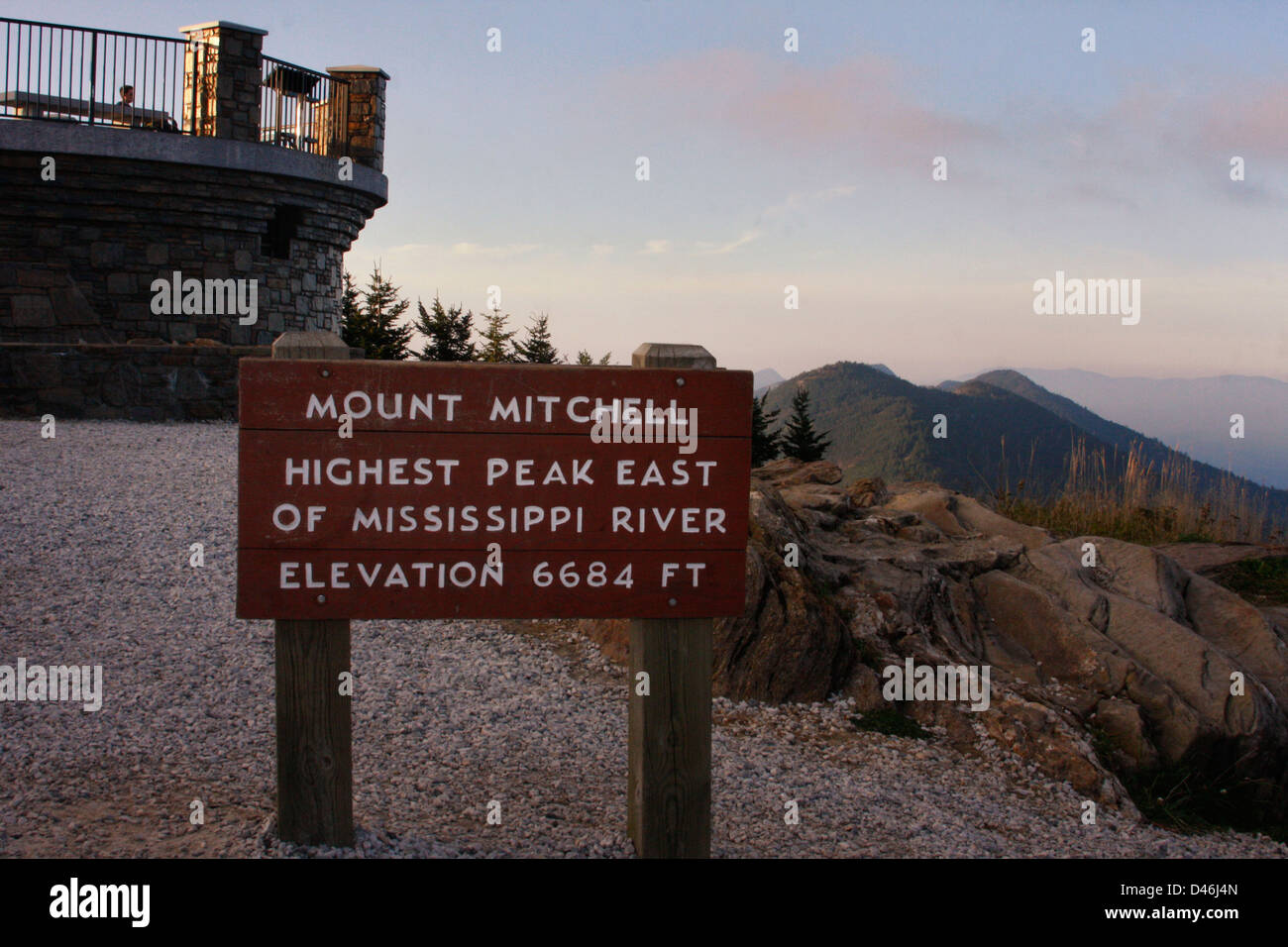 Summit of Mount Mitchell in Western North Carolina. Mt. Mitchell is the ...