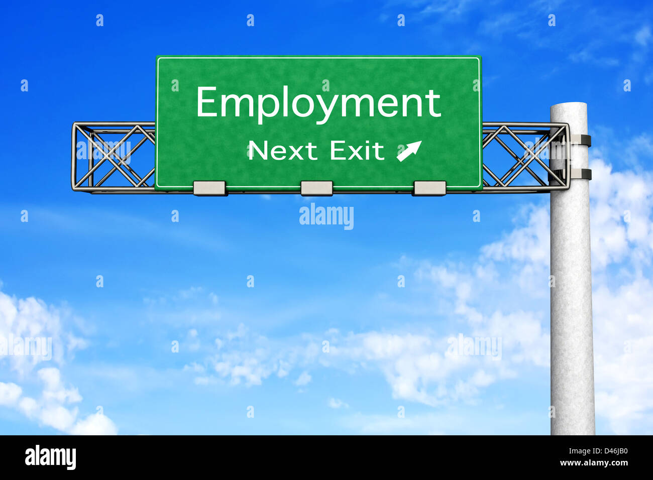 3D rendered Illustration. Highway Sign next exit to employment Stock ...