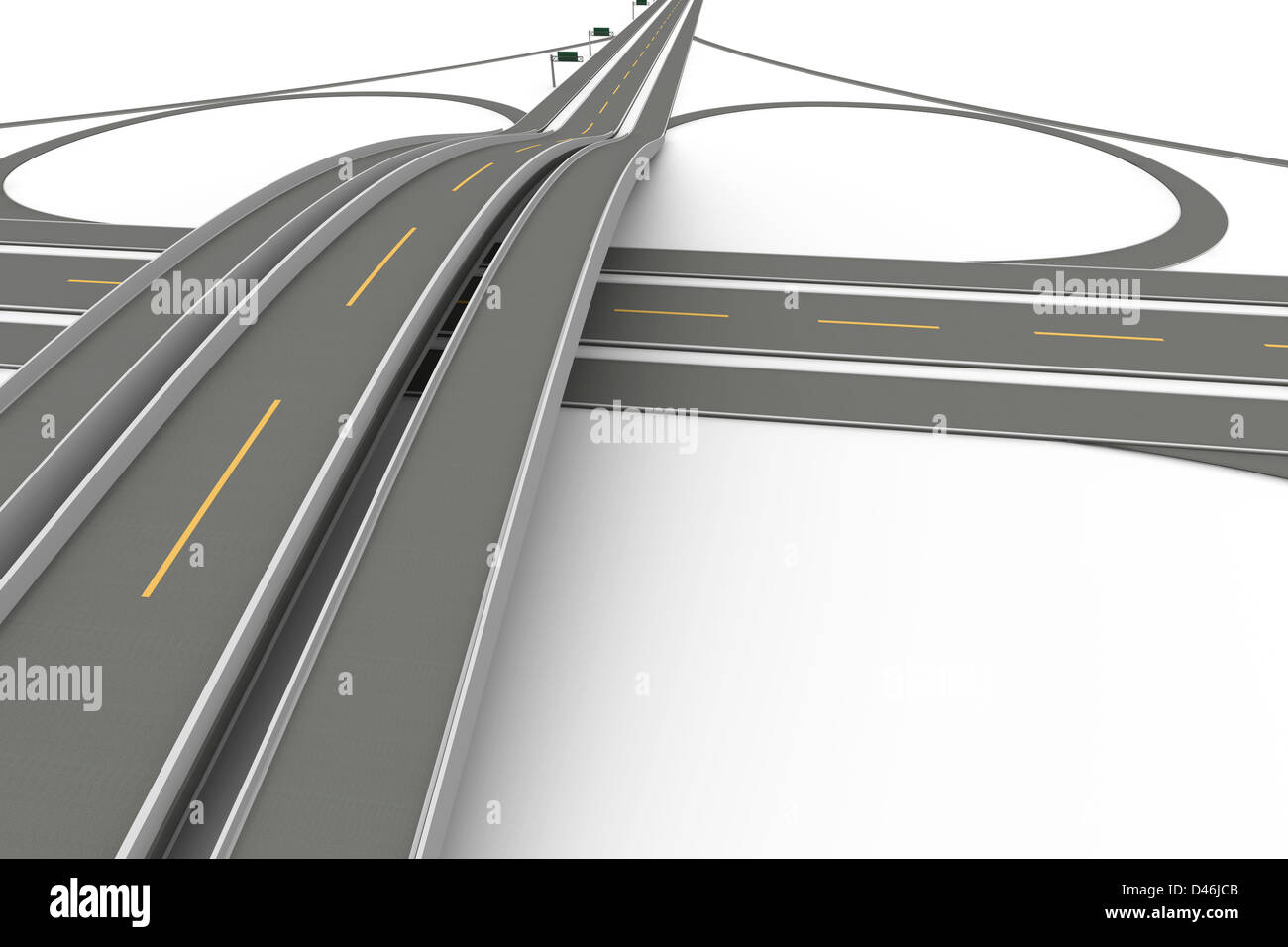A Highway interchange. 3D rendered Illustration. Isolated on white ...
