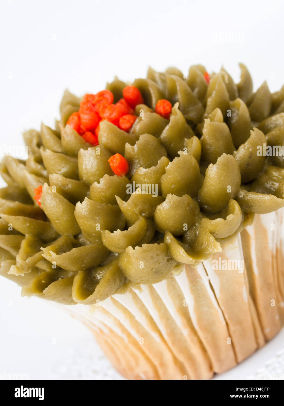 Gourmet green tea cupcake on white backround Stock Photo - Alamy