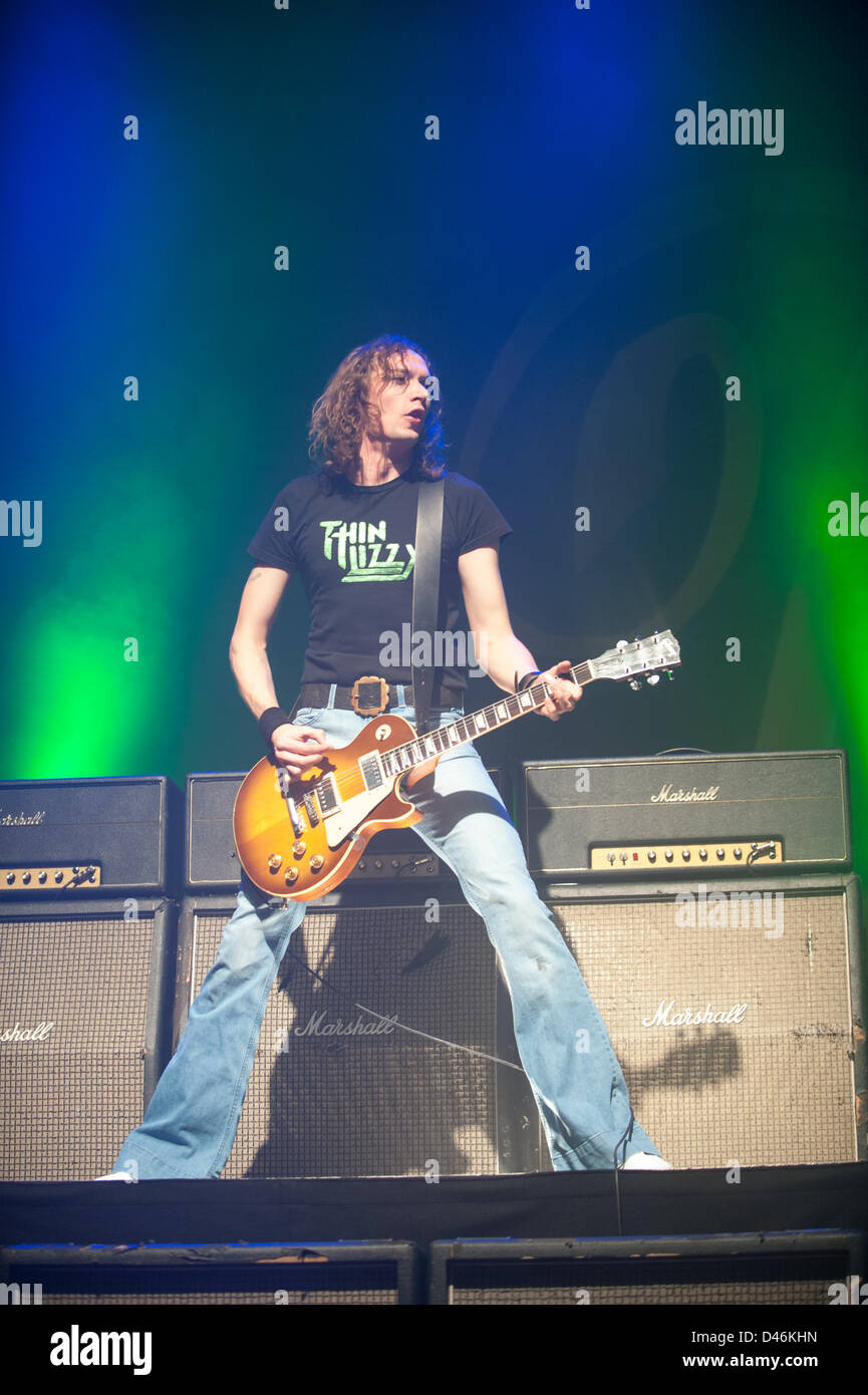 March 6 2013 Dan Hawkins, guitarist with The Darkness at Wolverhampton ...