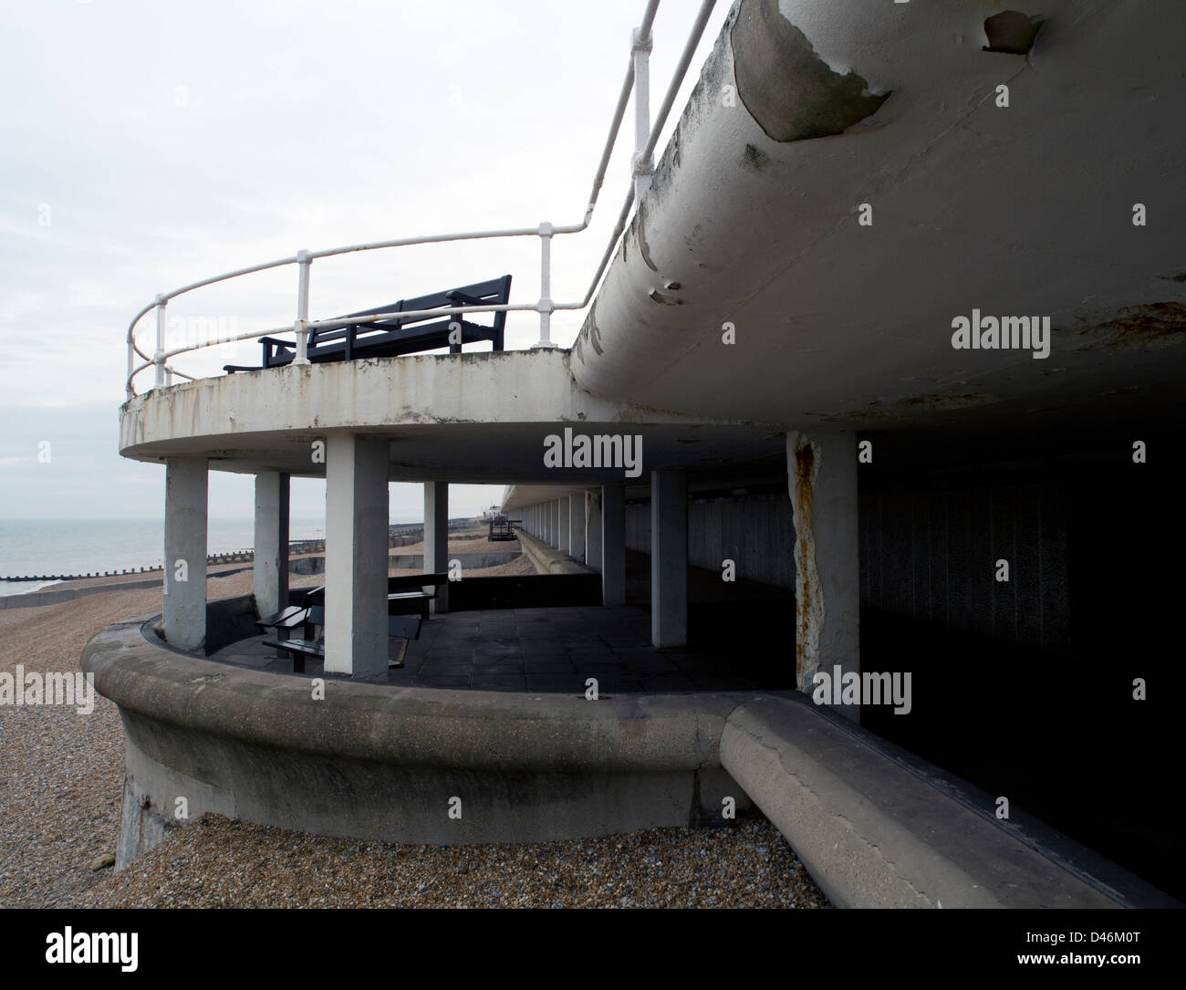Double decker, concrete promenade on the seafront at Hastings, East ...