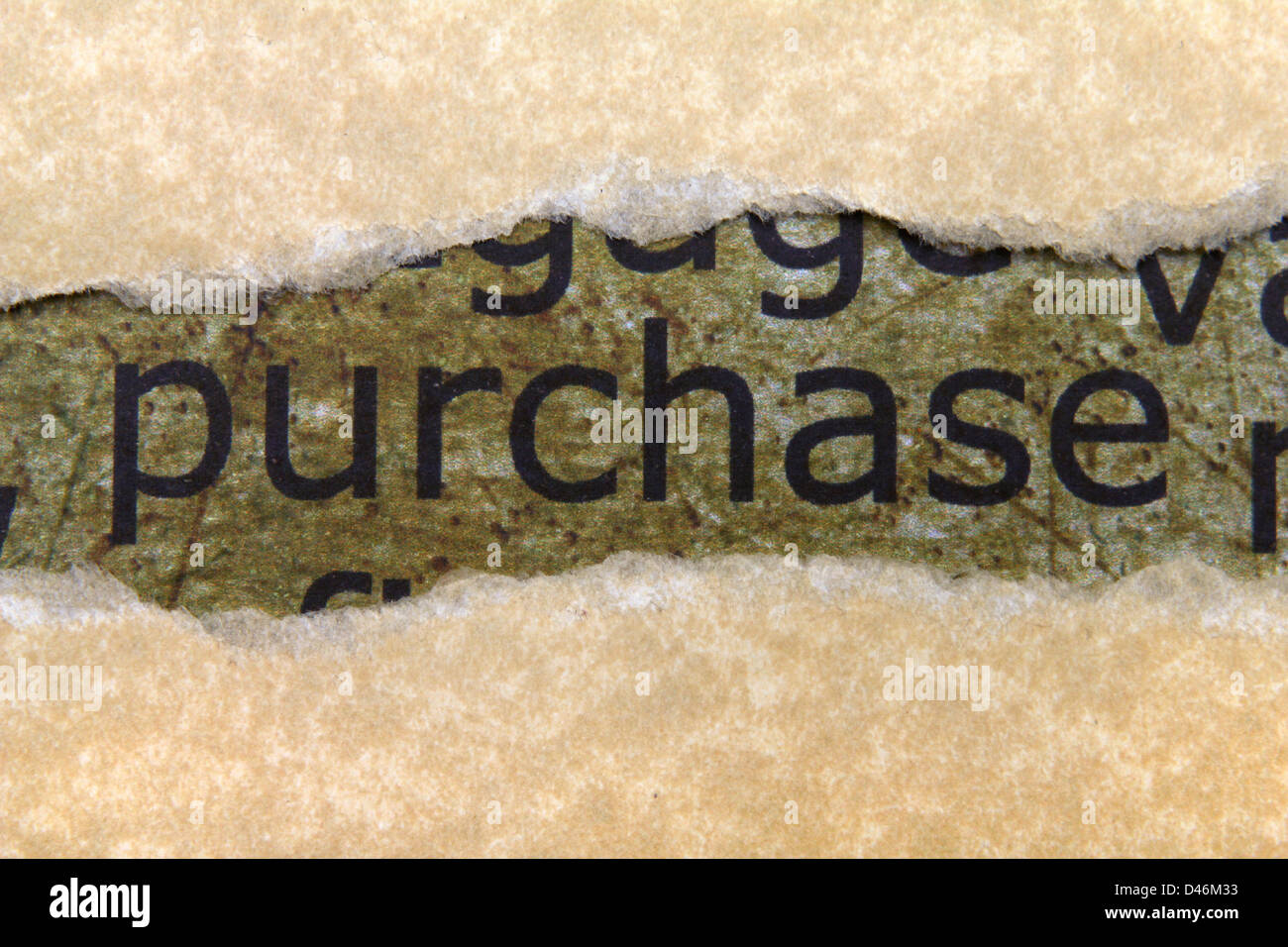 Purchase text on paper hole Stock Photo - Alamy