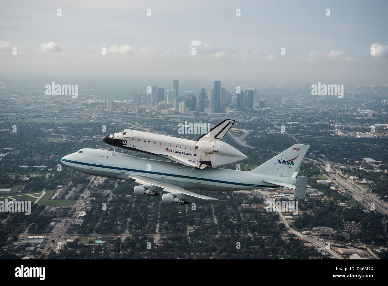 NASA's Space Shuttle Endeavour flies over Houston, Texas, as part of ...