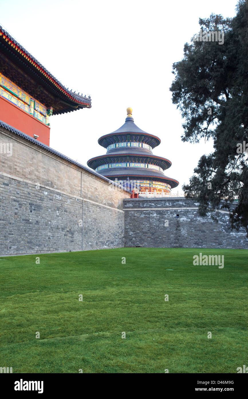 turret and temple of heaven with grass land,beijing China Stock Photo ...