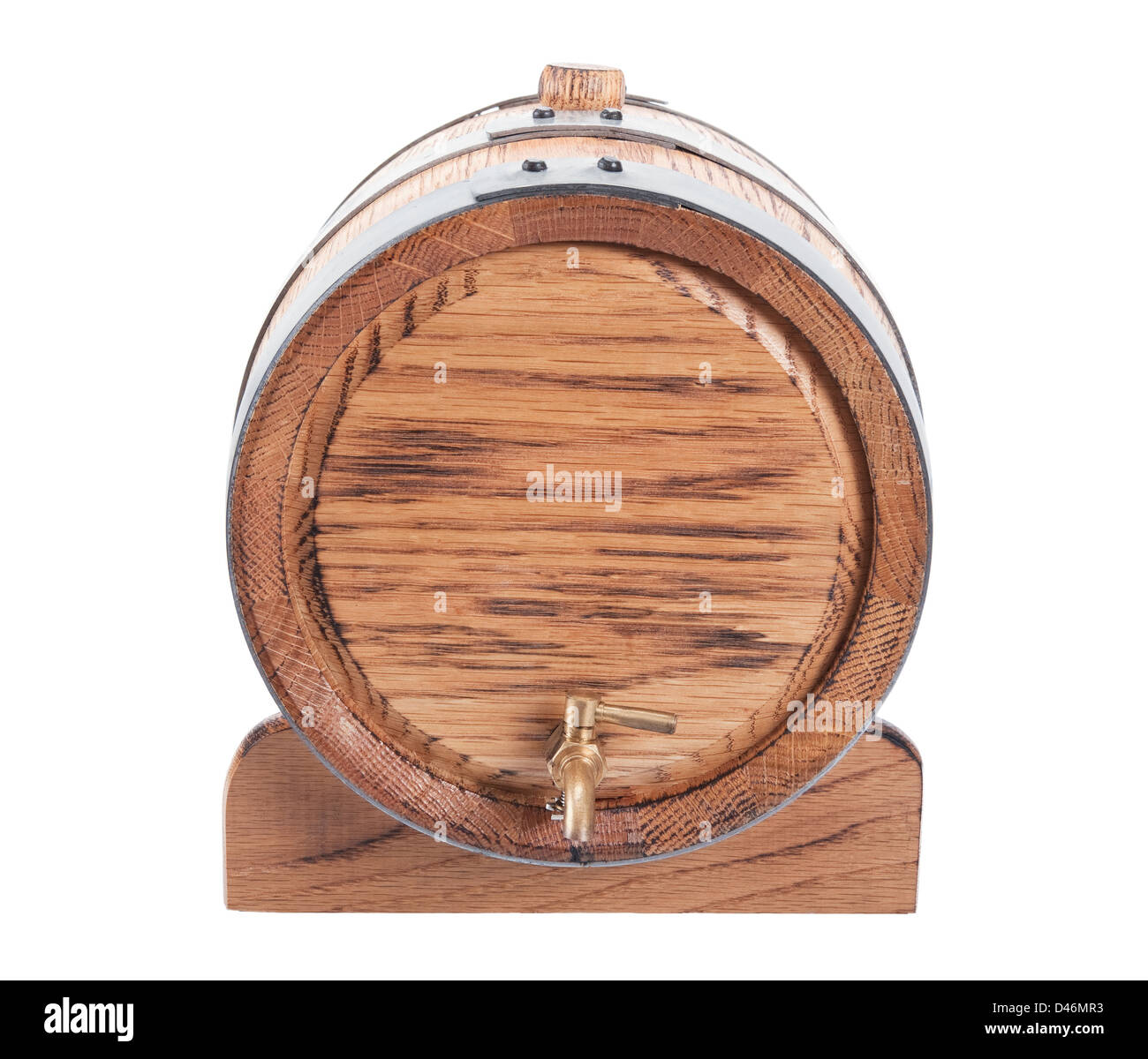 vintage oak wine barrel isolated on white background Stock Photo - Alamy