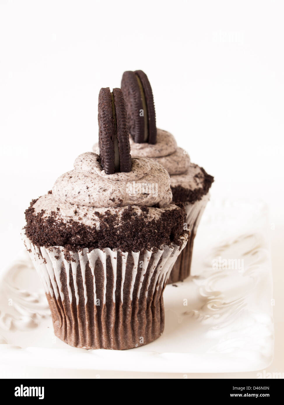 Gourmet Oreo cupcake on white backround Stock Photo - Alamy