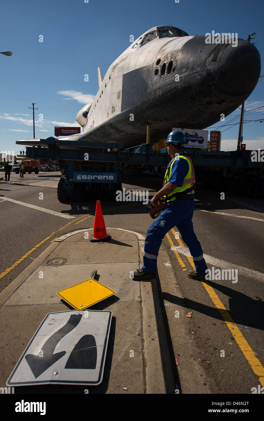 Space Shuttle Endeavour was transported on an Over Land Transporter ...