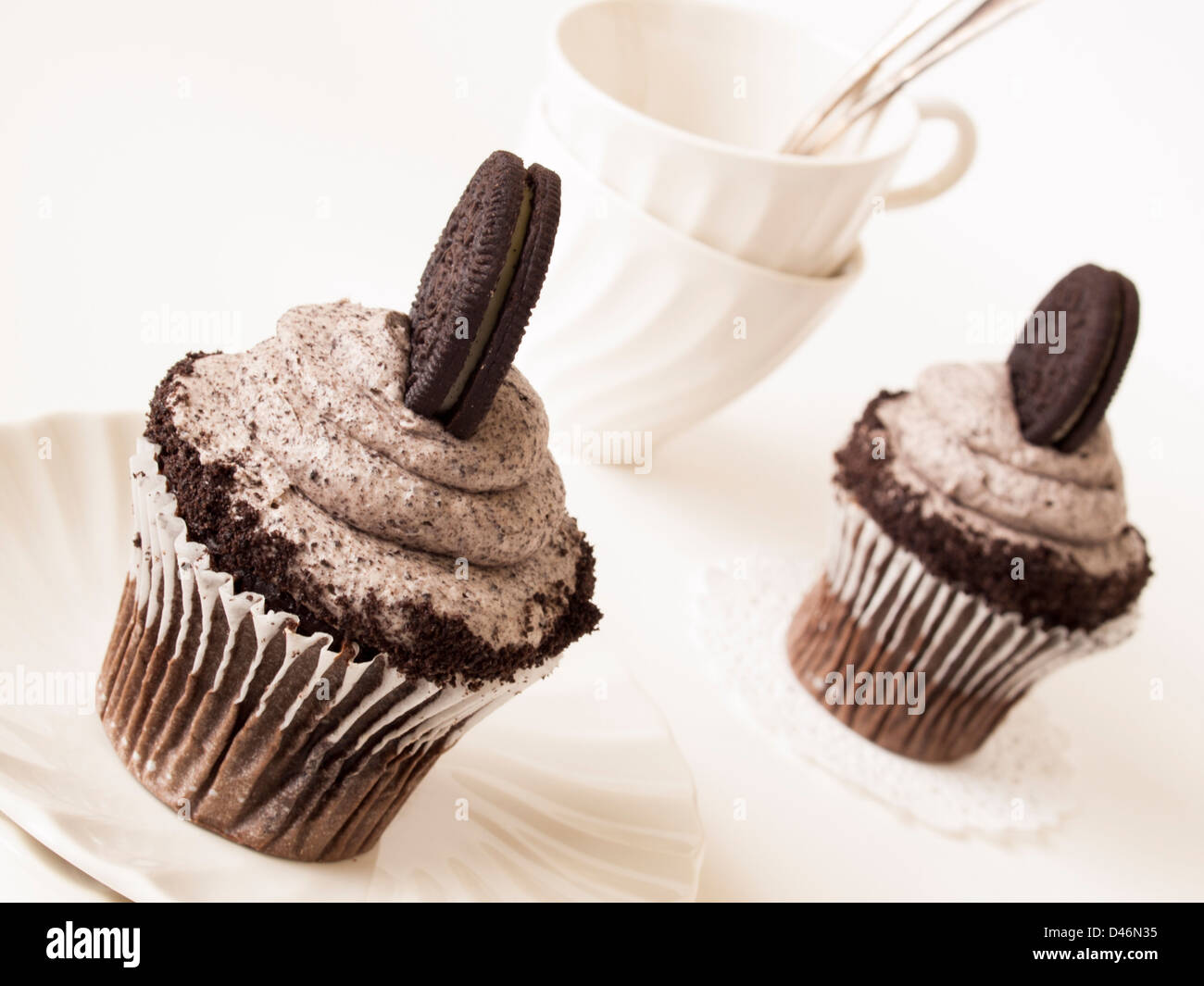Gourmet Oreo cupcake on white backround Stock Photo - Alamy