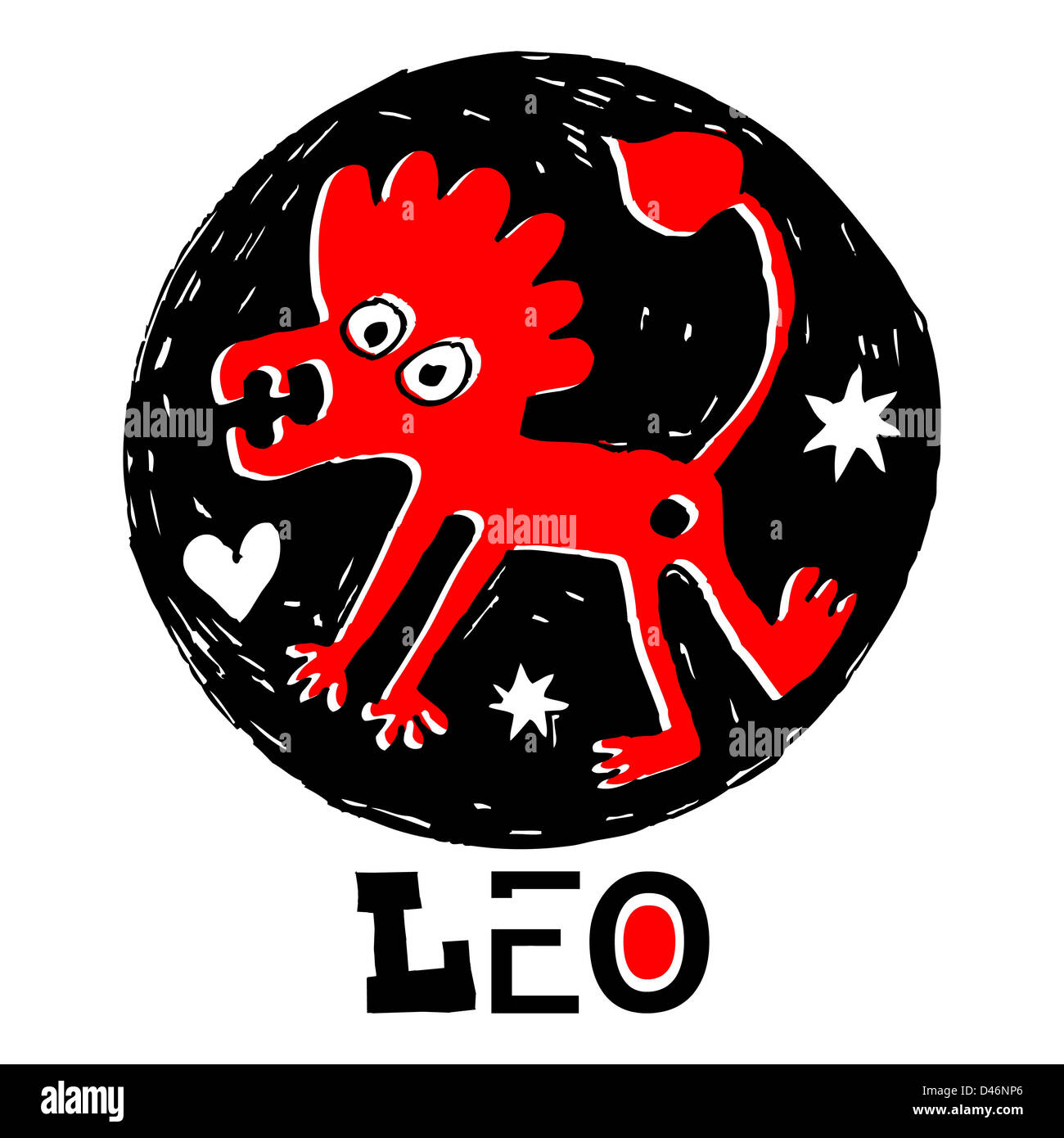 crazy zodiac, doodle Leo Stock Photo - Alamy