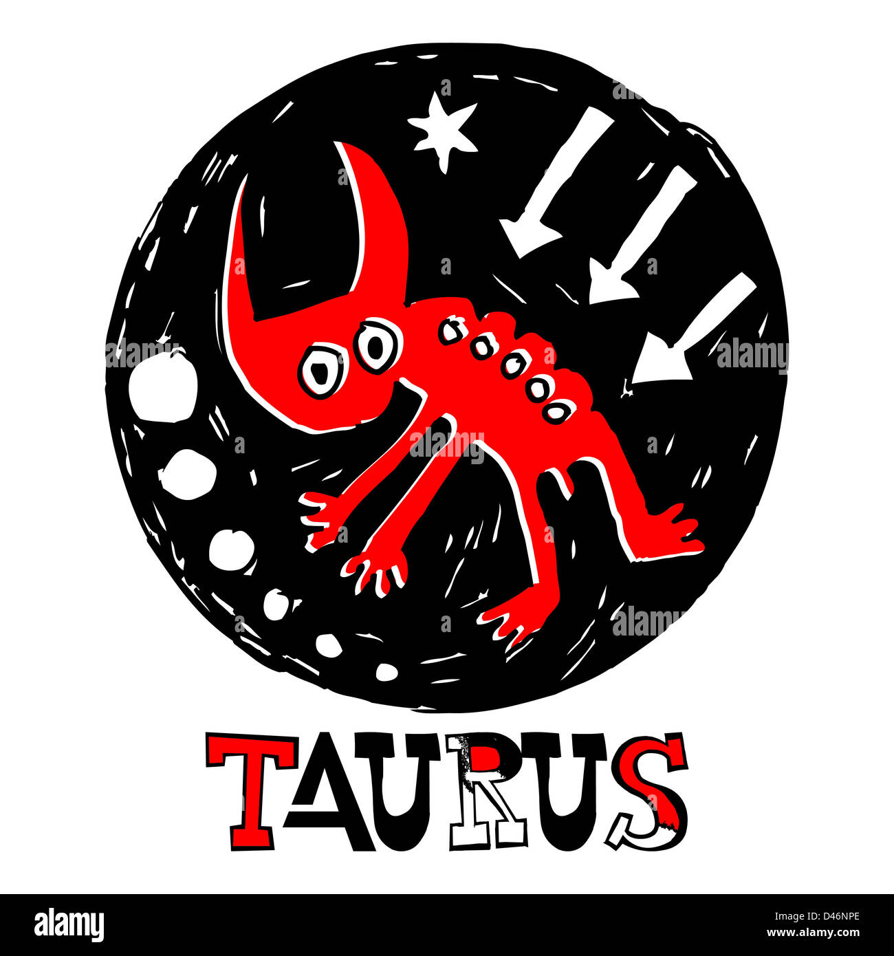 crazy zodiac, doodle Taurus Stock Photo - Alamy